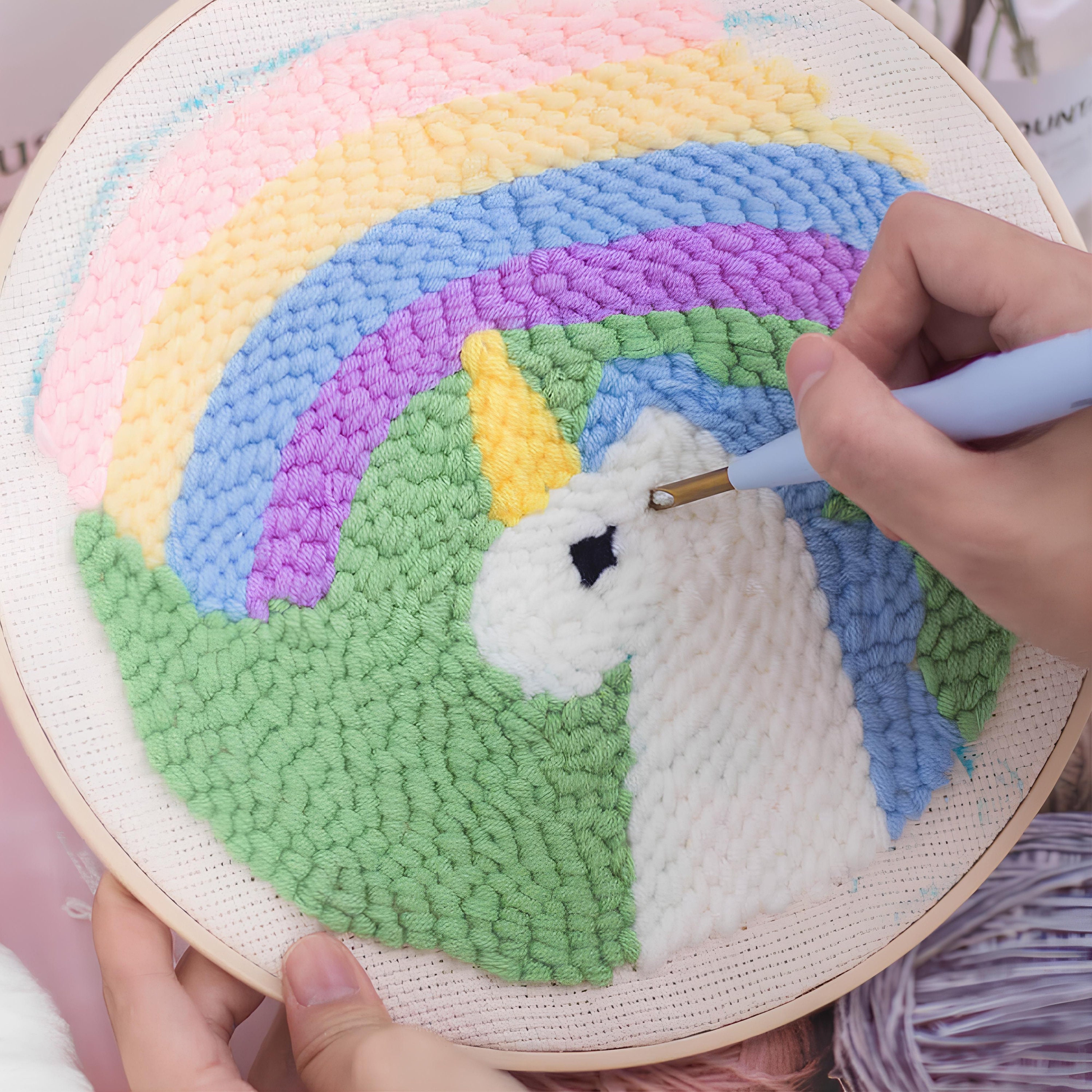 Şirin Wooden Embroidery Punch Needle Screw Hoop for Cross Stitch Punch ...