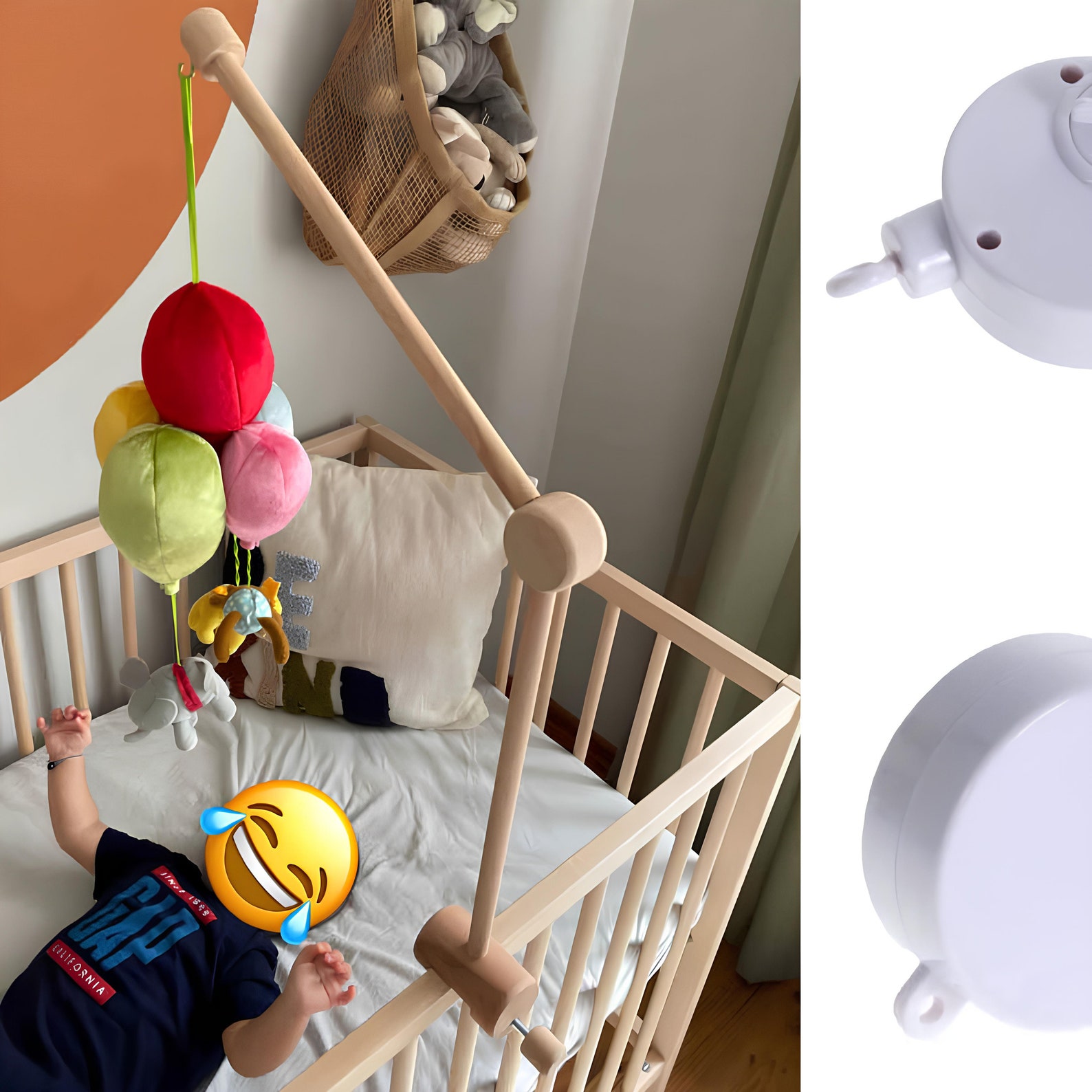 Crib Baby Mobile Arm Holder Attachment Set Rotary Music Box Mobile ...