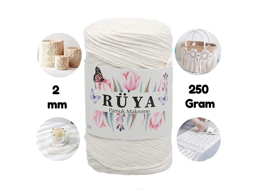 Cotton Macrame Cord Cream for Bag Making Soft Twisted 100% Recycled ...