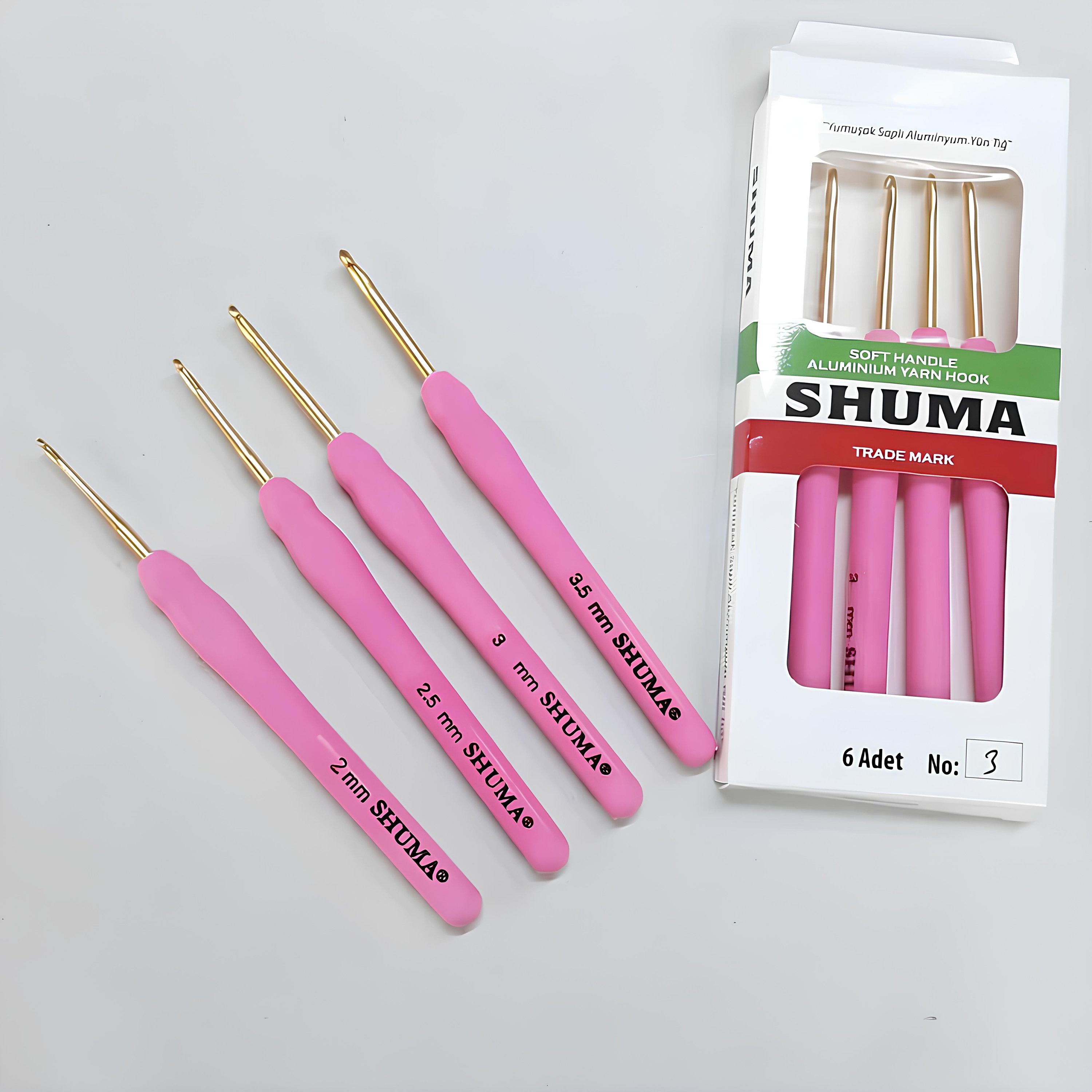 Set of 3 Crochet Hook Set for Amigurumi Hooks Shuma Pink Hook for ...
