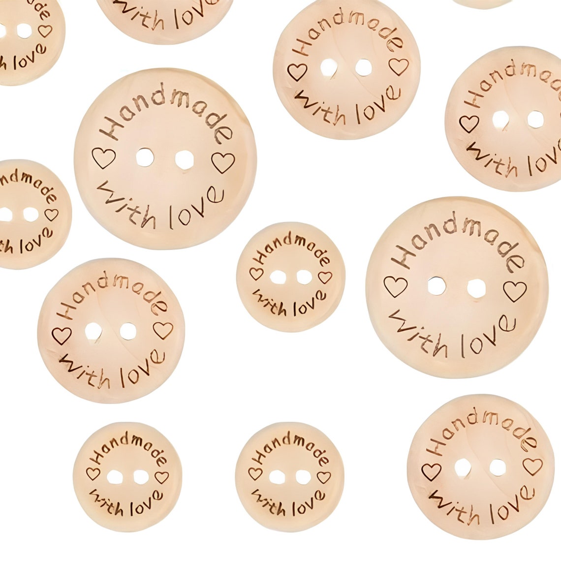 Handmade With Love Buttons Wood Made With Love Buttons for Sewing ...