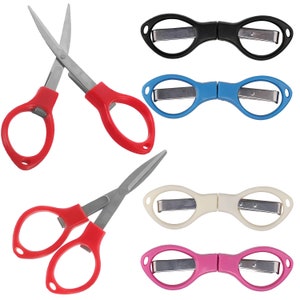 Portable Folding Scissors Glasses Shaped Anti Rust Sewing Cutter Shear ...