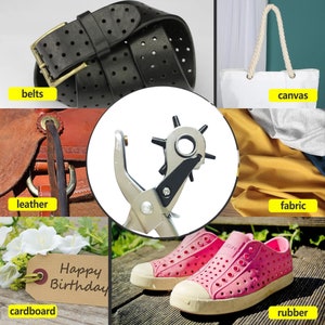 Leather Hole Punch Tool for Belt Hole Puncher Hand Pliers Adjustable 6 ...