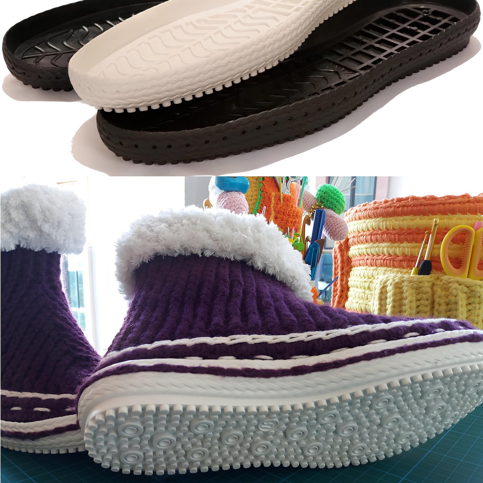 Rubber Soles With Holes for DIY Shoes Soles for Outdoor Crochet Shoes ...