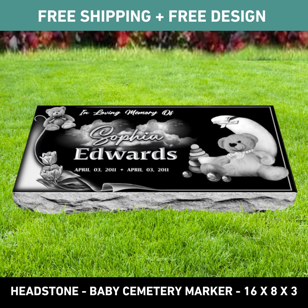 Baby Headstone 16x8x3 Flat Marker Black Granite - Etsy