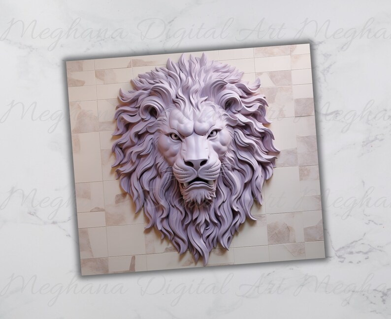 3d Lavender Lion on Wall Tumbler Wrap, 20 Oz Skinny Tumbler Sublimation ...