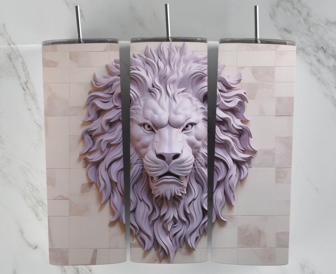 3d Lavender Lion on Wall Tumbler Wrap, 20 Oz Skinny Tumbler Sublimation ...