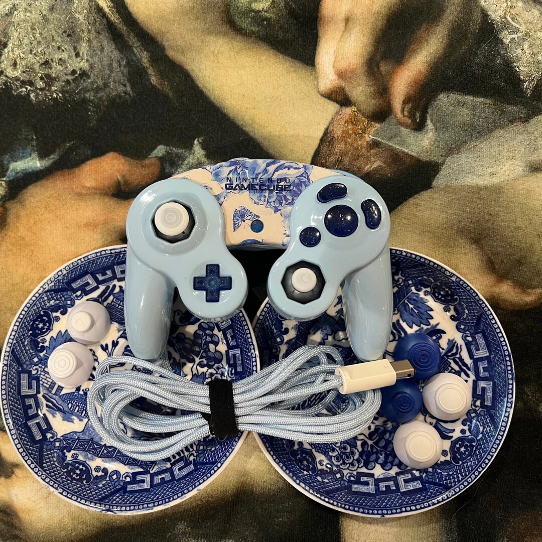 Blue Porcelain Themed Gamecube Controller Modified for Smash Bros ...