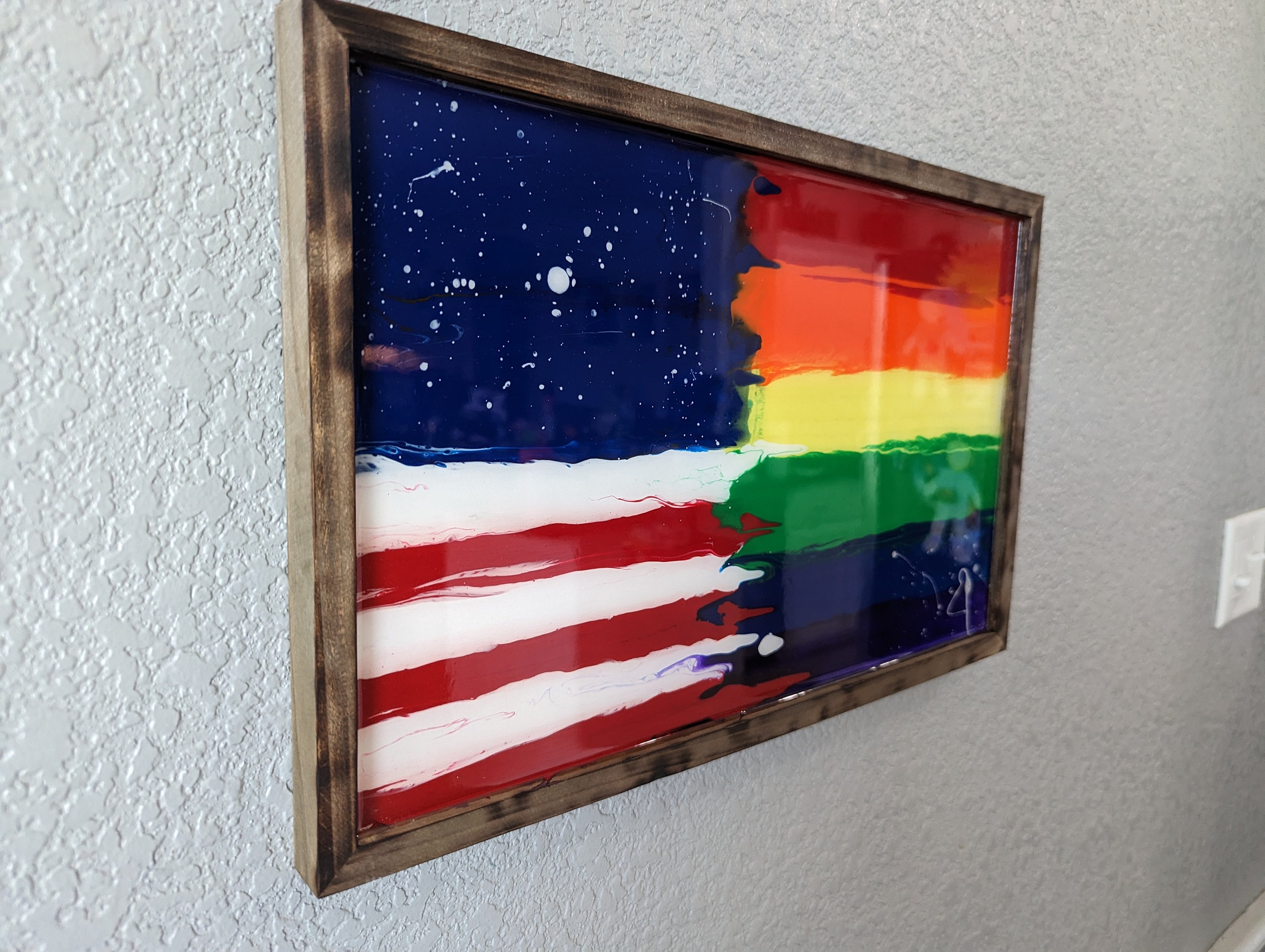 Hand Painted Pride Flag Framed Wood Flag Wood Sign Wood - Etsy