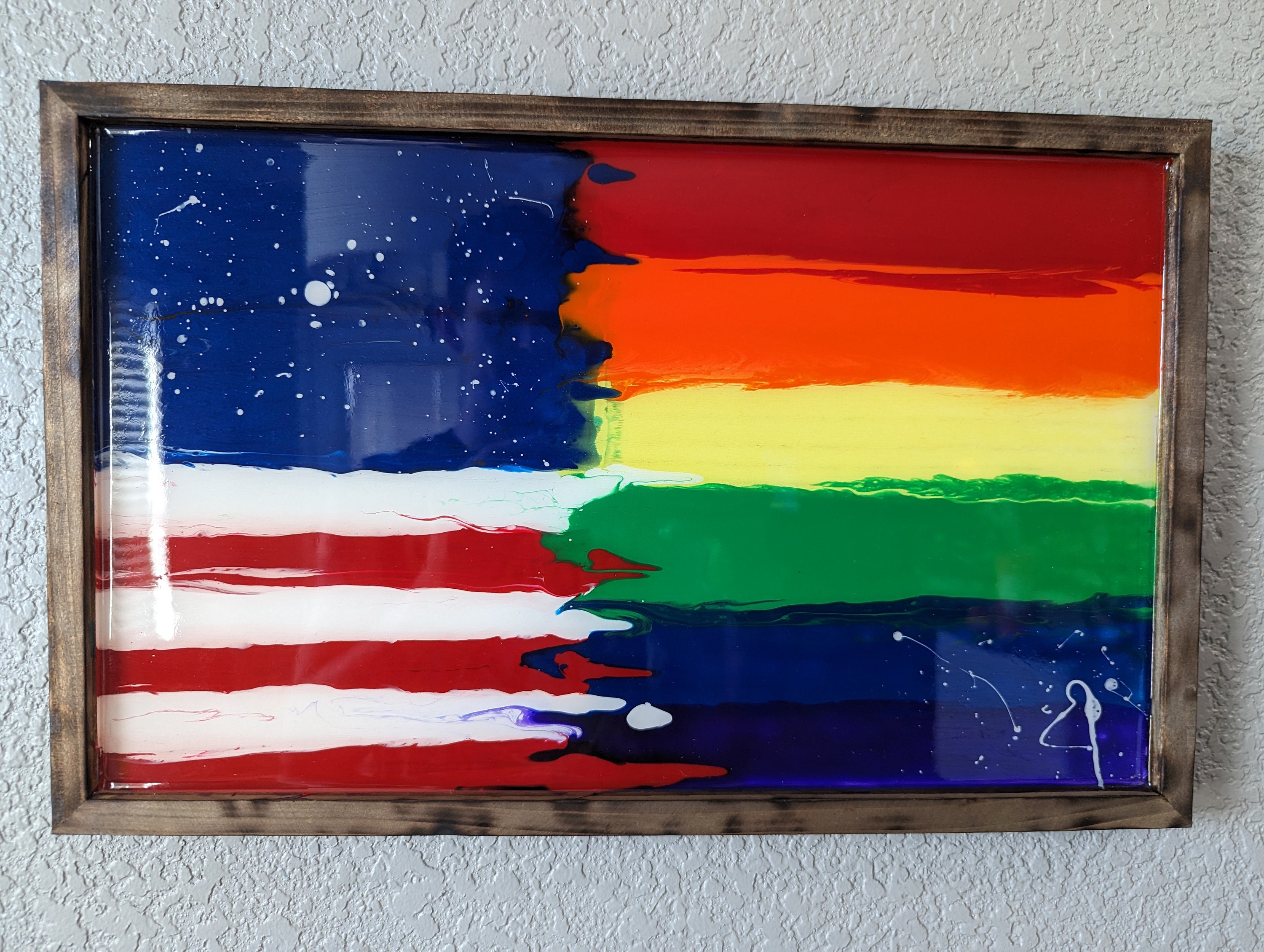 Hand Painted Pride Flag Framed Wood Flag Wood Sign Wood - Etsy