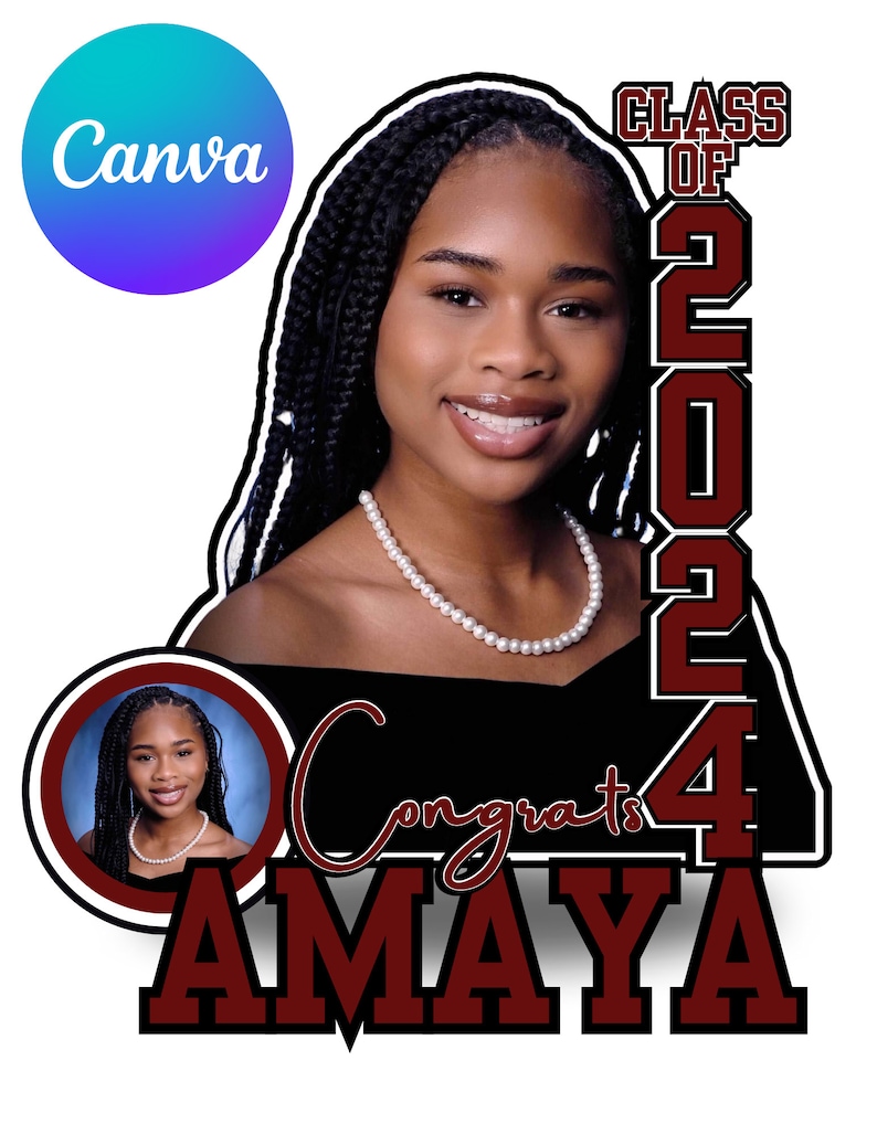 Grad Fans With Circle Photo Template/diy/fully Editable/canva Use Only ...