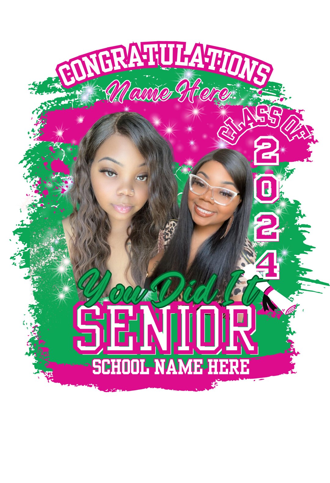 Graduation Editable Template/pink and Green 2024/canva Use Only - Etsy