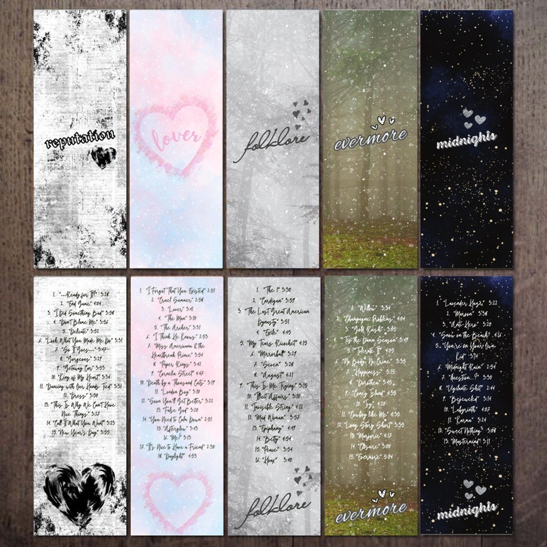 Taylor Swift Albums Themed Bookmarks Taylor Swift Bookmarks Taylor ...
