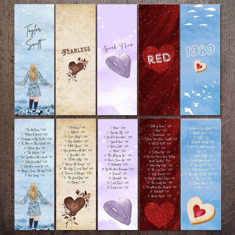 Taylor Swift Albums Themed Bookmarks Taylor Swift Bookmarks Taylor ...
