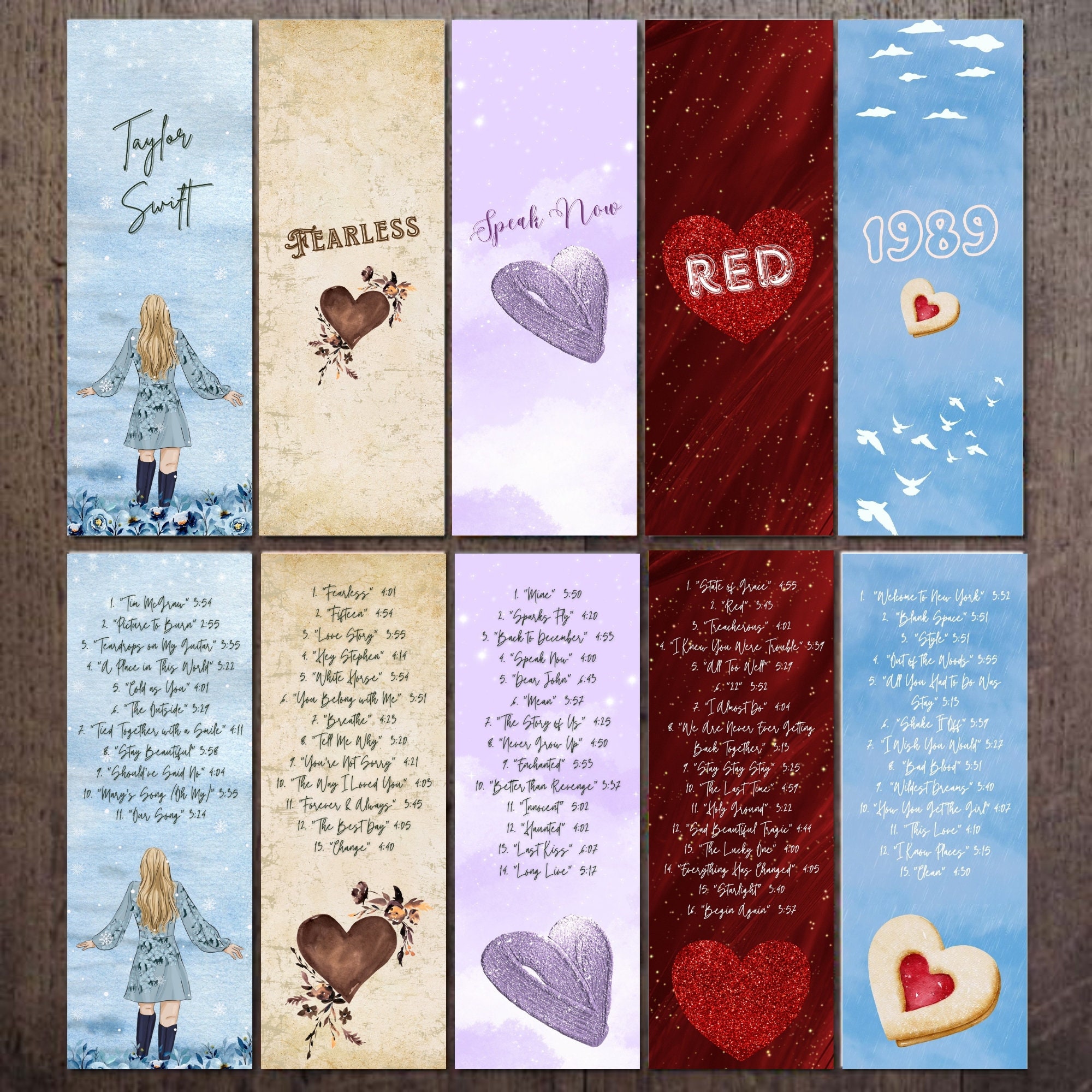 Taylor Swift Albums Themed Bookmarks Taylor Swift Bookmarks Taylor ...