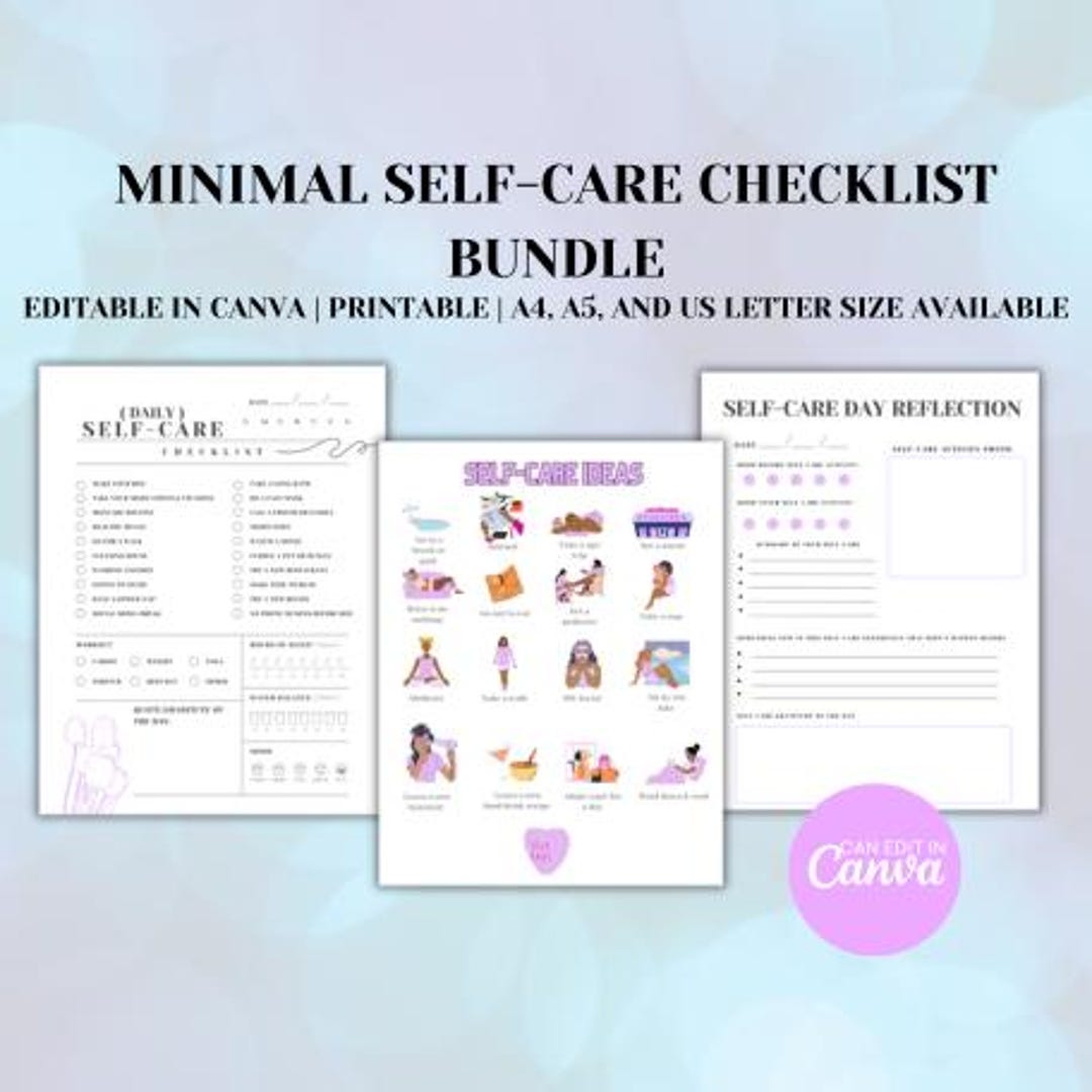Minimal Checklist, Self-care Checklist, Adulting Checklist, Mental Health Activity Bundle ...
