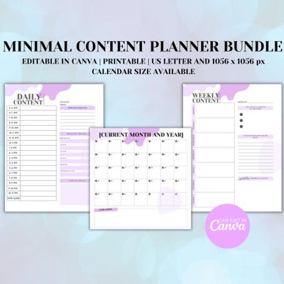 Minimal Content Planner Bundle, Adulting Content Planner, Weekly ...