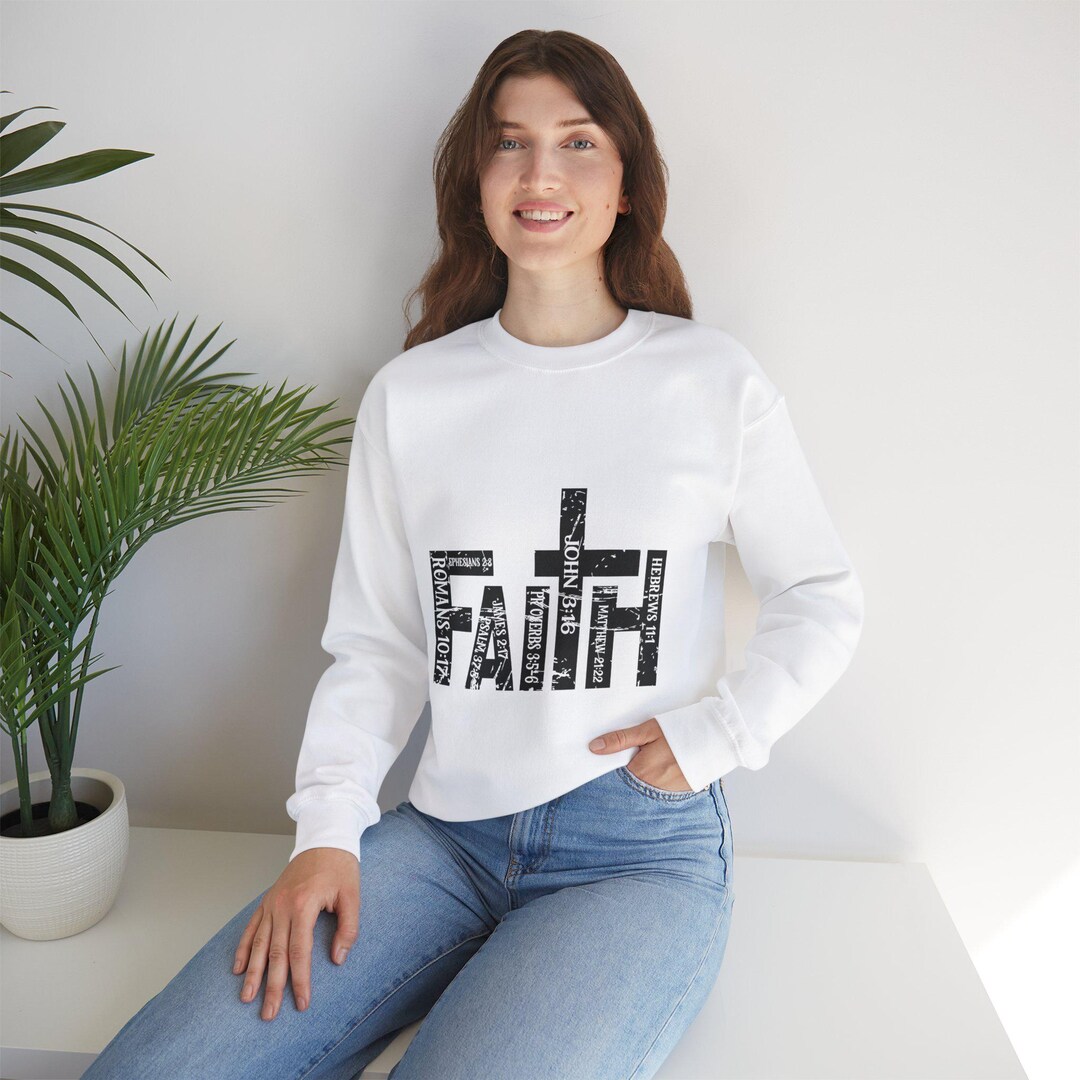 Faith Bible Verses Sweatshirt, Religious Christian Jumper, Scripture ...