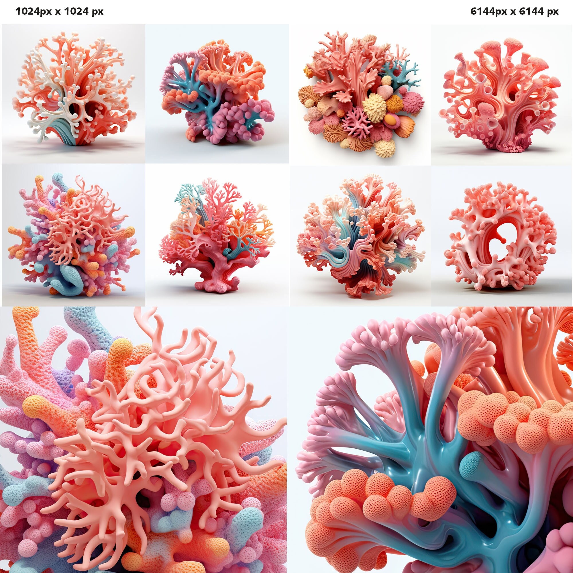 8 X Model Coral – Polyps – Digital Download, Graphic Design ...