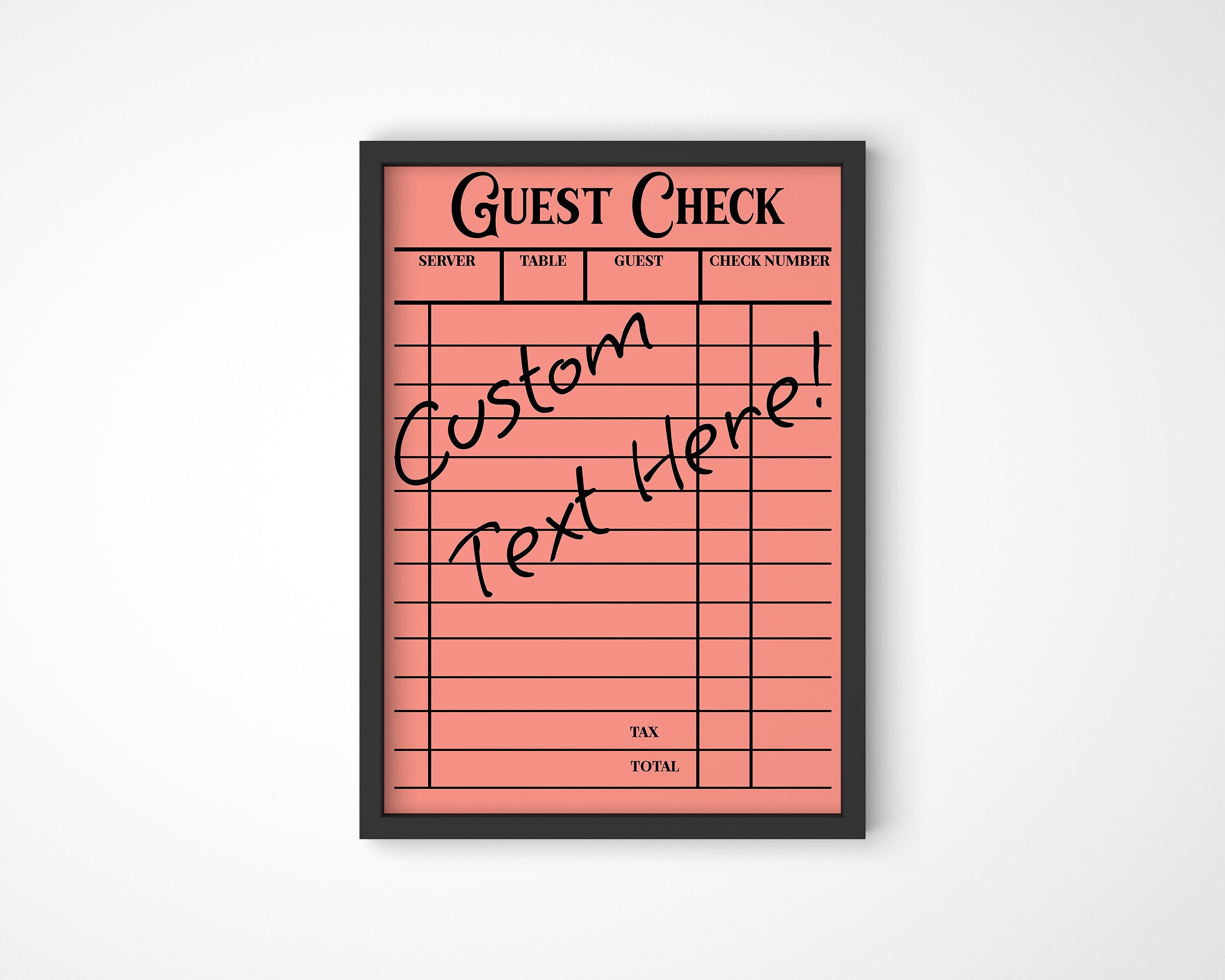 Custom Guest Check Art Print Trendy Wall Art Digital - Etsy