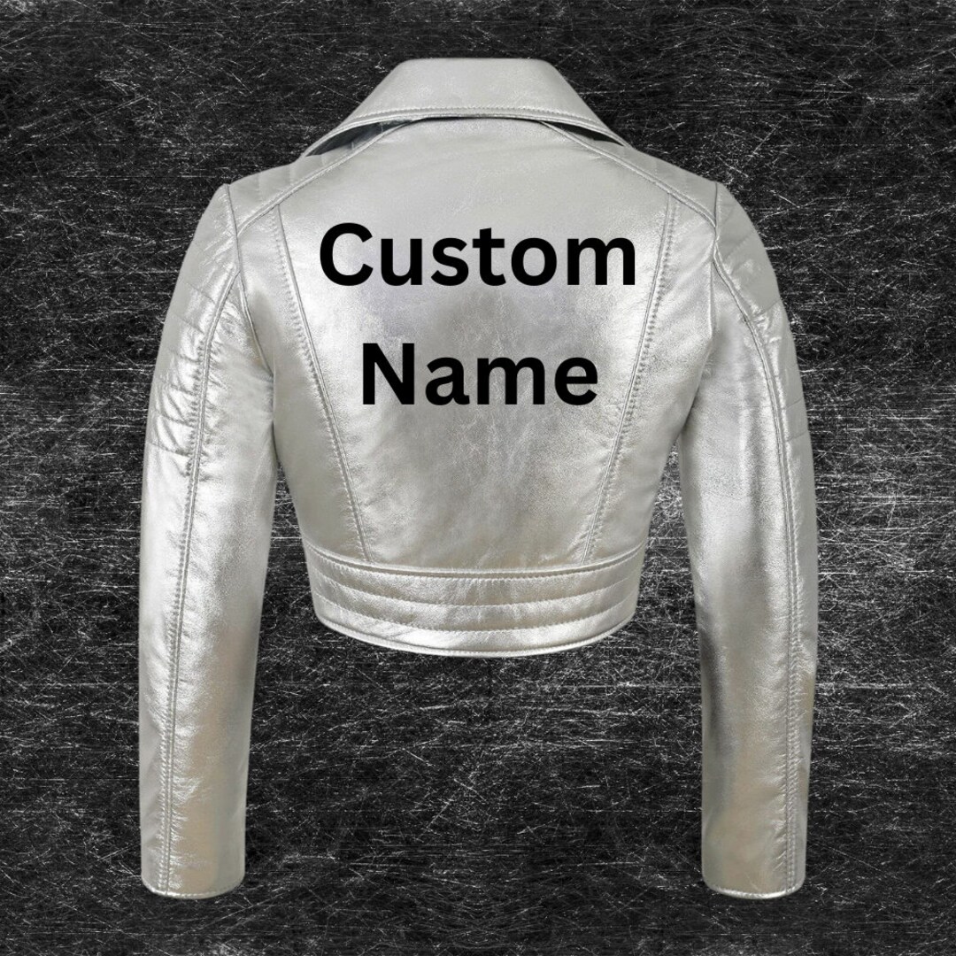 Custom Leather Jacket, Metallic Sliver Leather Jacket,custom Embroidery ...