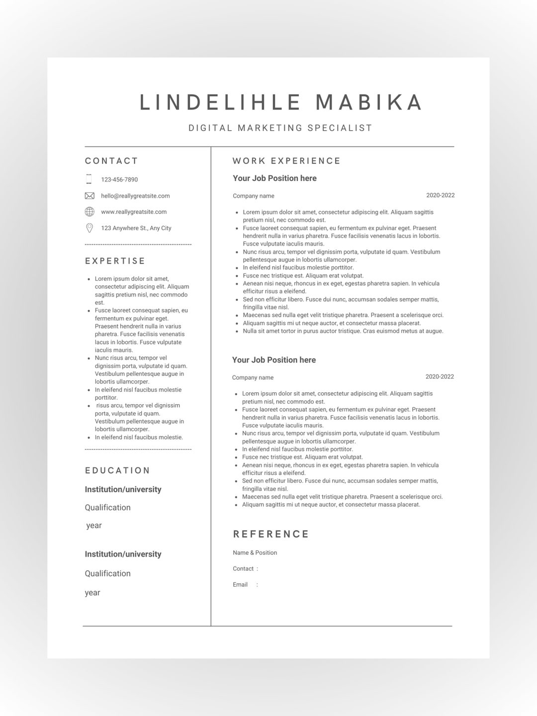 Clean Modern Resume Template 3 Page CV Template Cover - Etsy