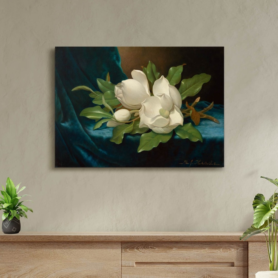 Giant Magnolias, Oil Painting, C 1890, Magnolia Grandiflora, Vintage ...