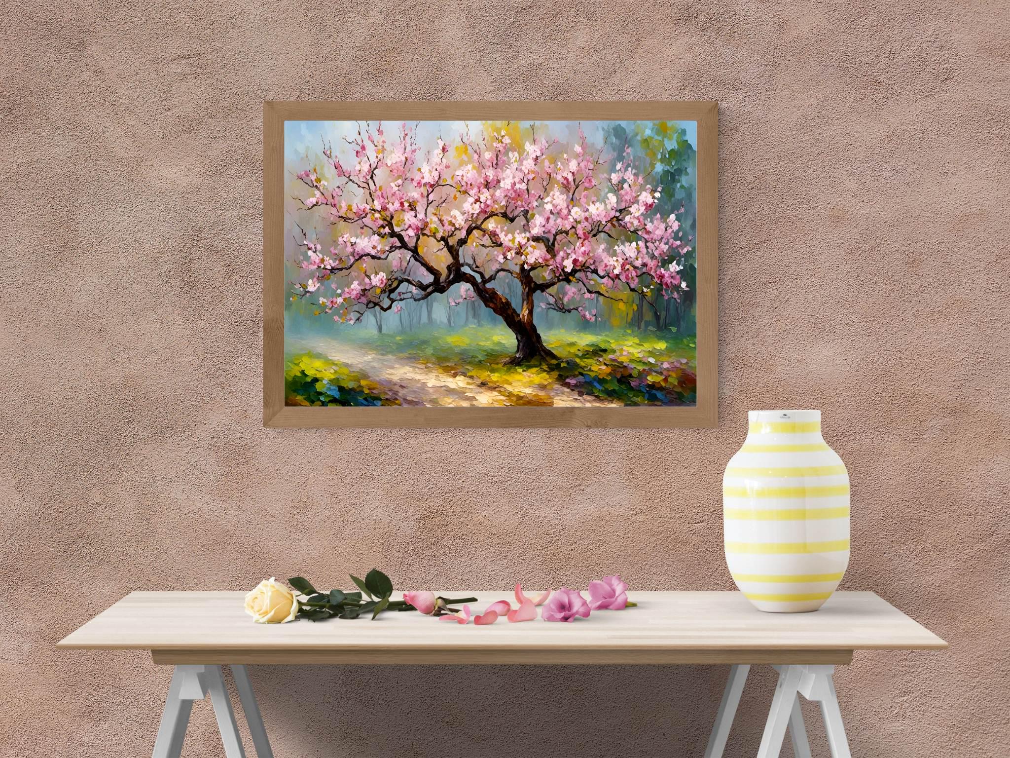 Striking Abstract Painting Flowering Magnolia Tree Wall Art Digital ...