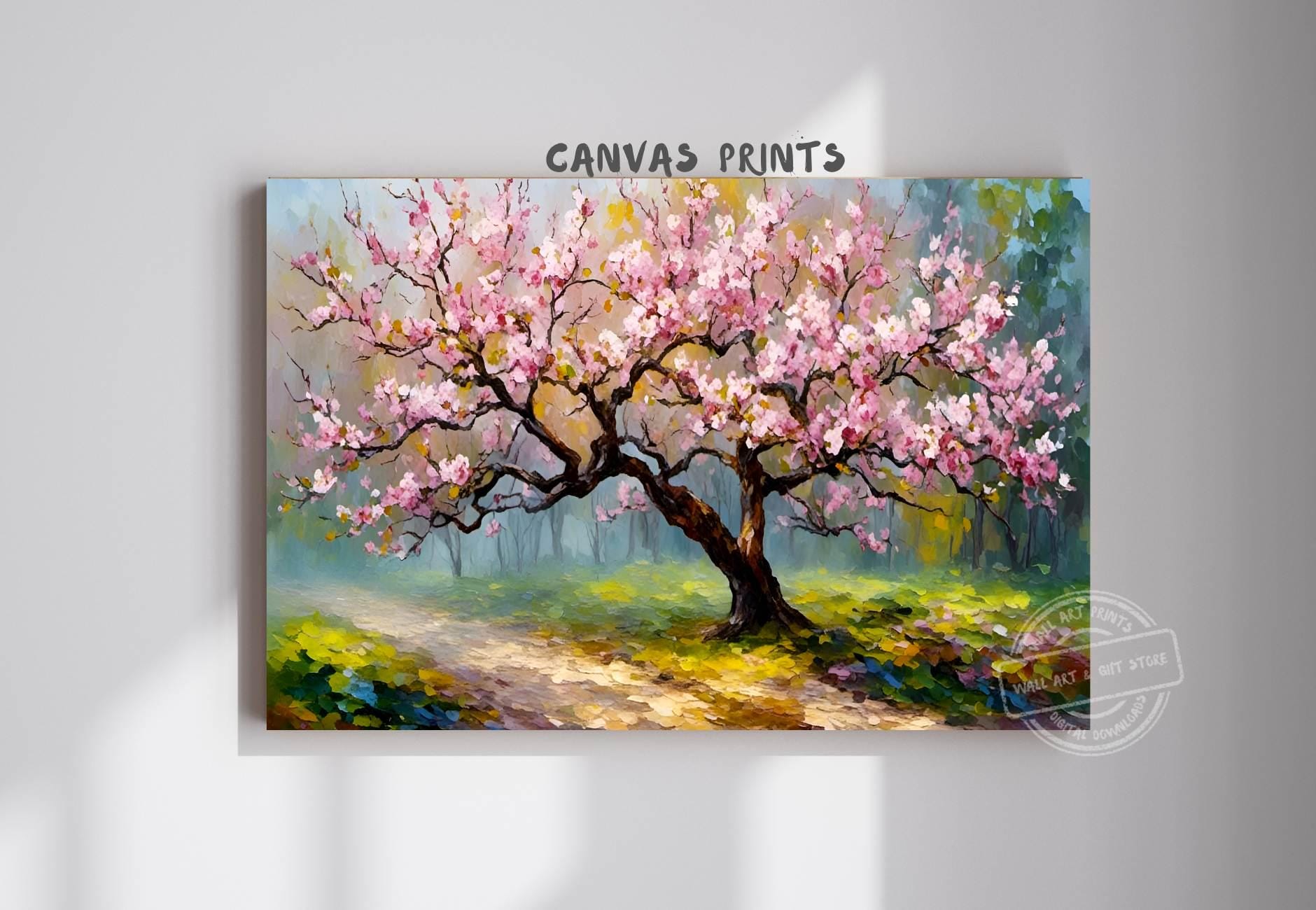 Striking Abstract Painting Flowering Magnolia Tree Wall Art Digital ...