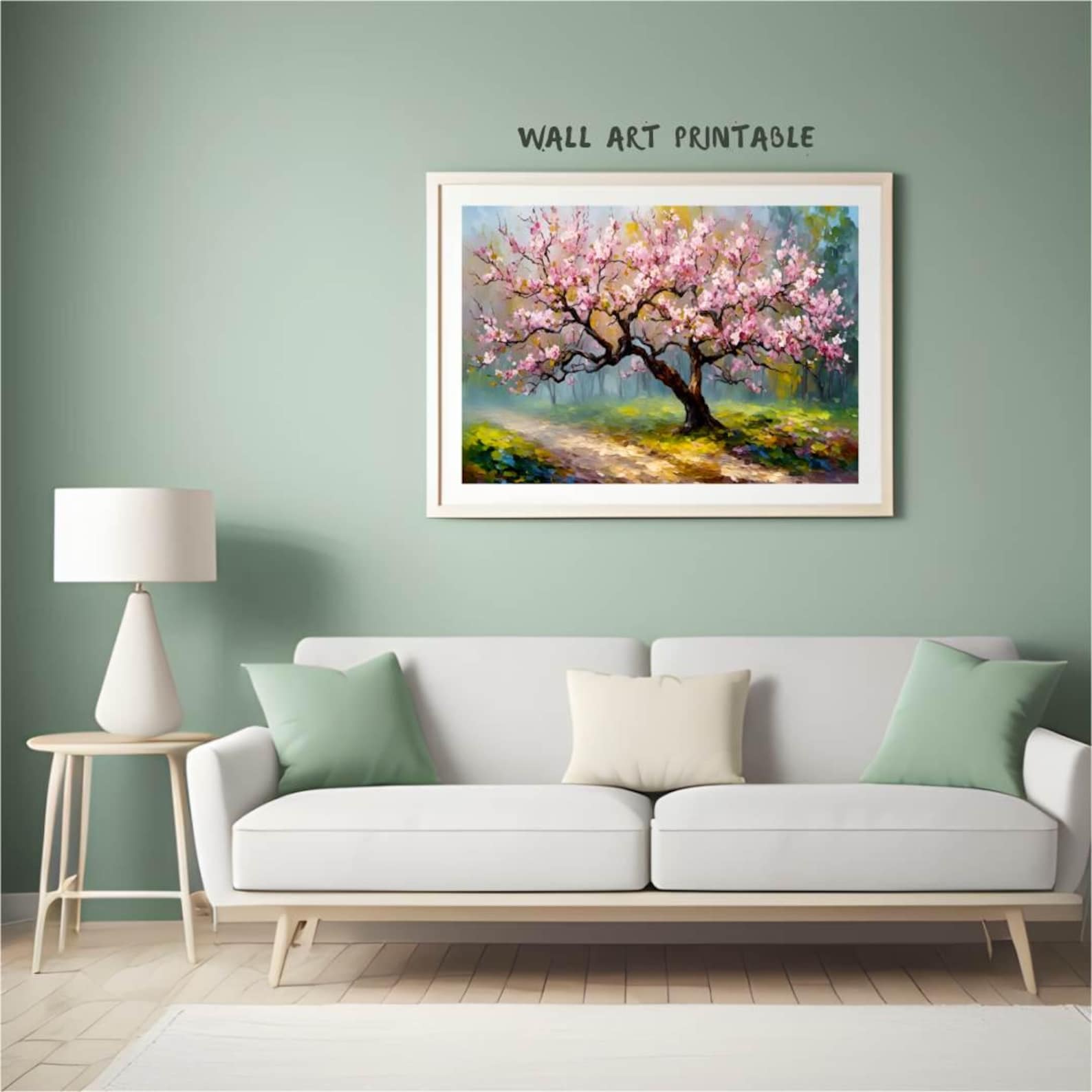 Striking Abstract Painting Flowering Magnolia Tree Wall Art Digital ...