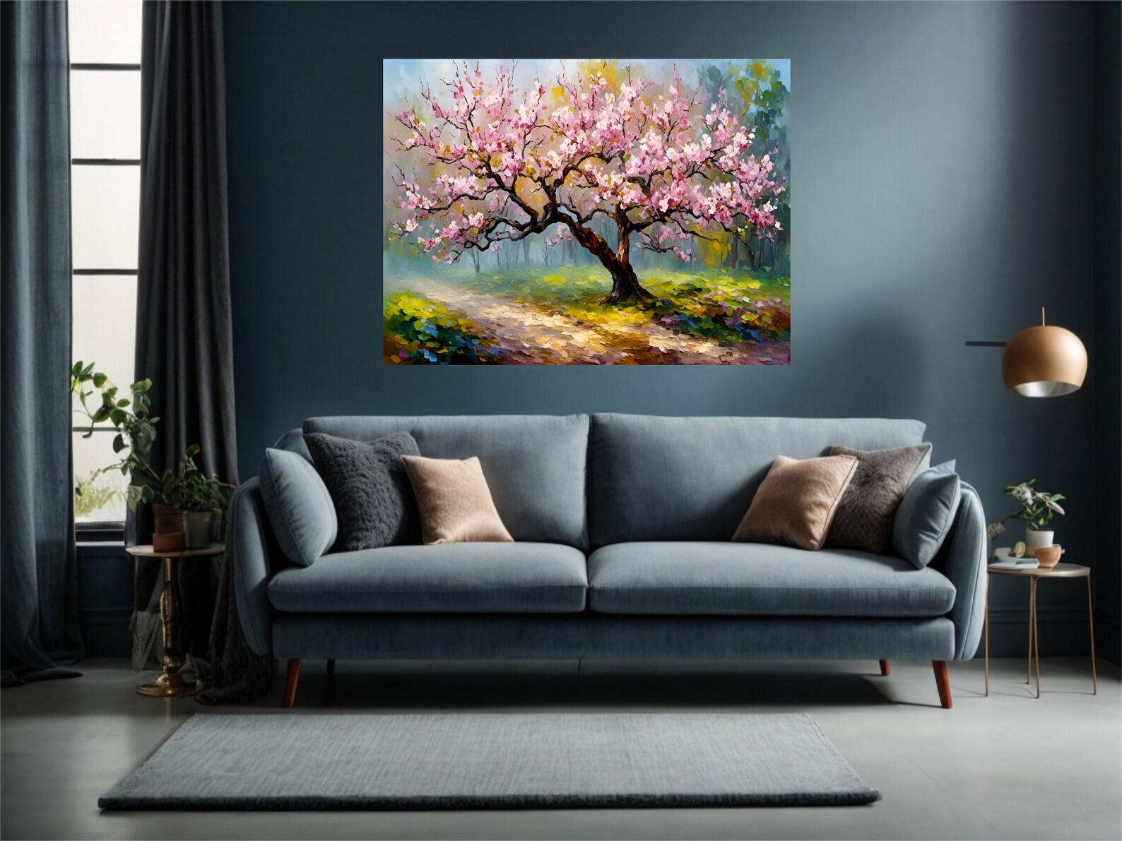 Striking Abstract Painting Flowering Magnolia Tree Wall Art Digital ...