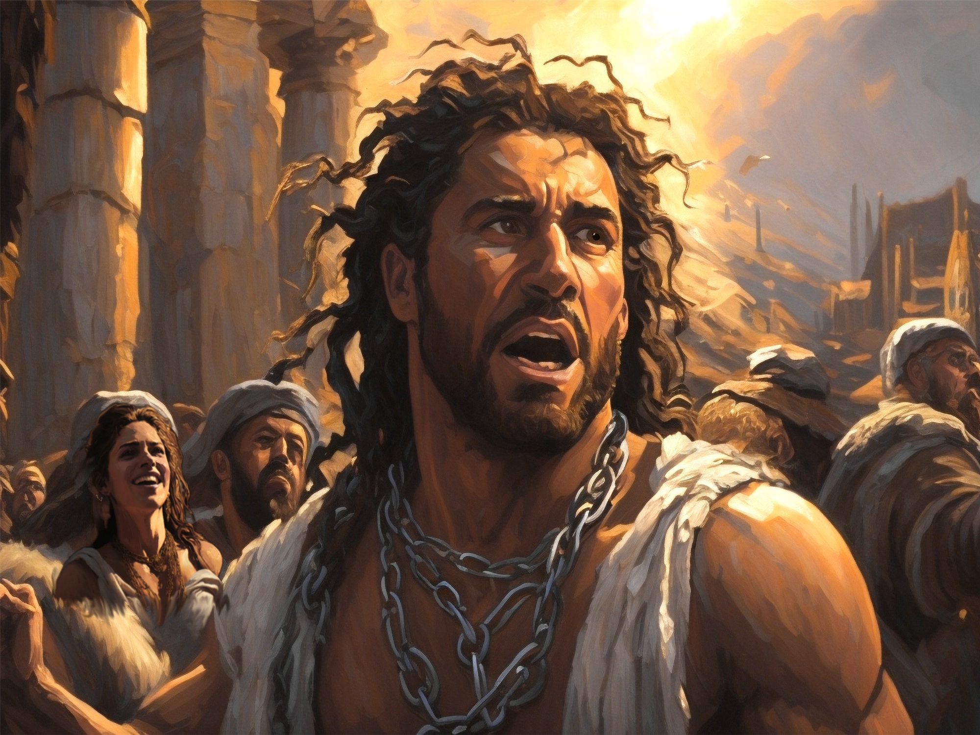 Samson and Delilah Bible Wall Art: Vintage Digital Print (digital ...