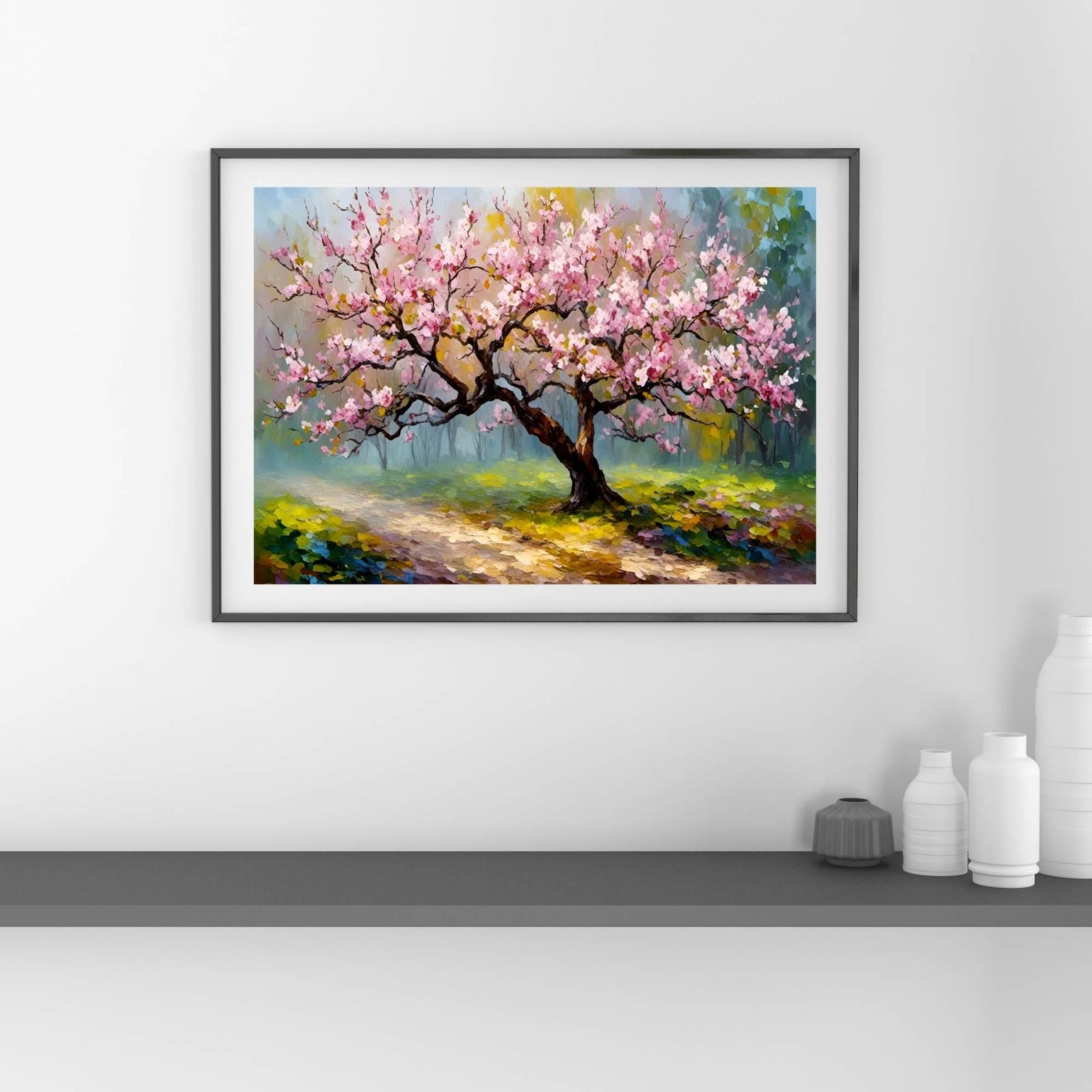 Striking Abstract Painting Flowering Magnolia Tree Wall Art Digital ...