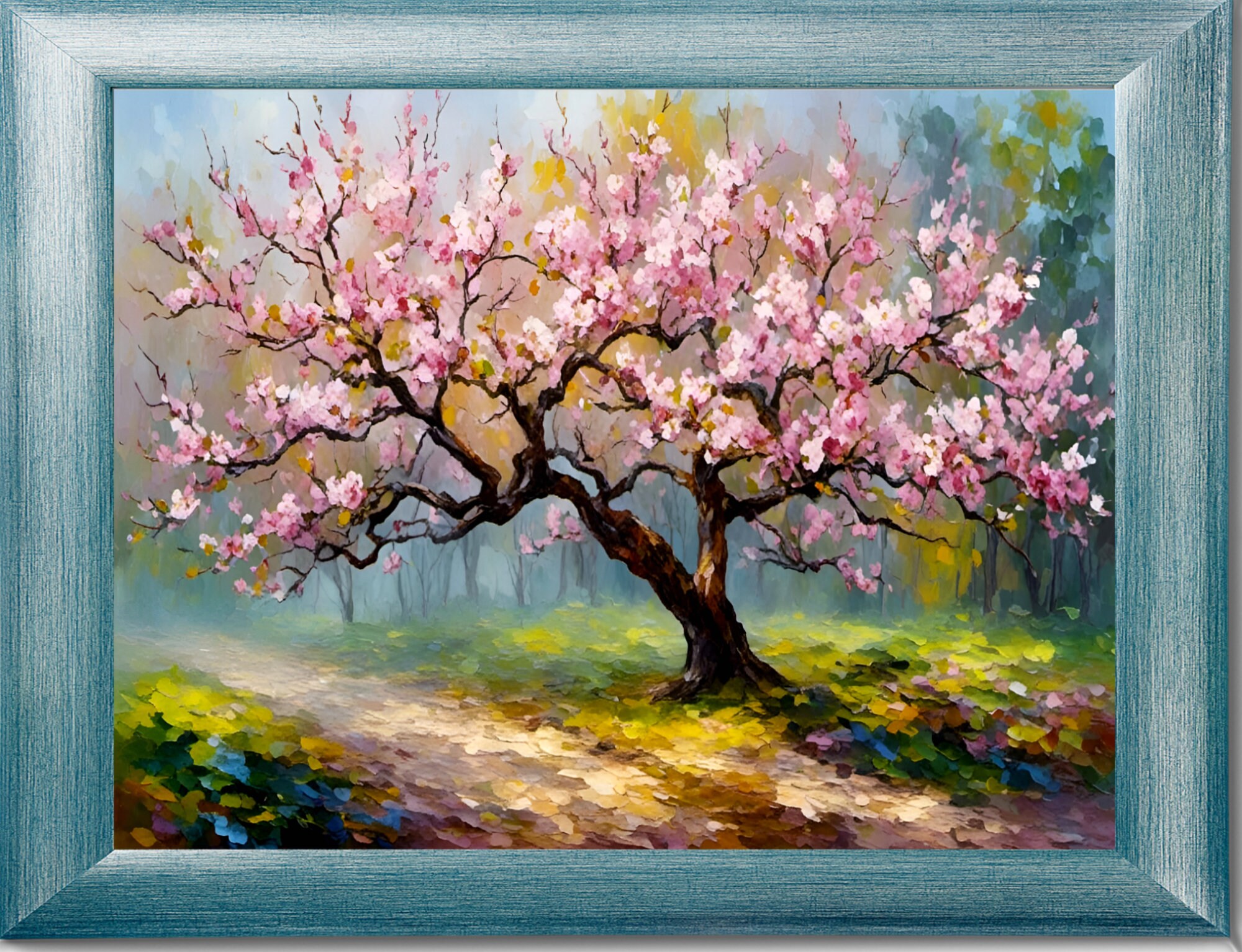 Striking Abstract Painting Flowering Magnolia Tree Wall Art Digital ...