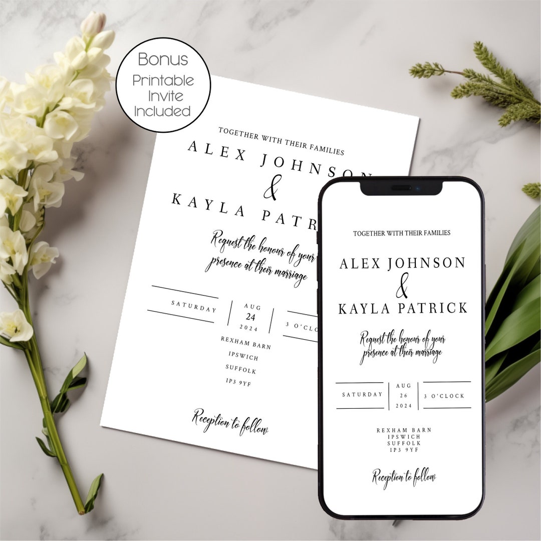Digital Wedding Invitation, Mobile Phone Invite, E-invite, Wedding ...