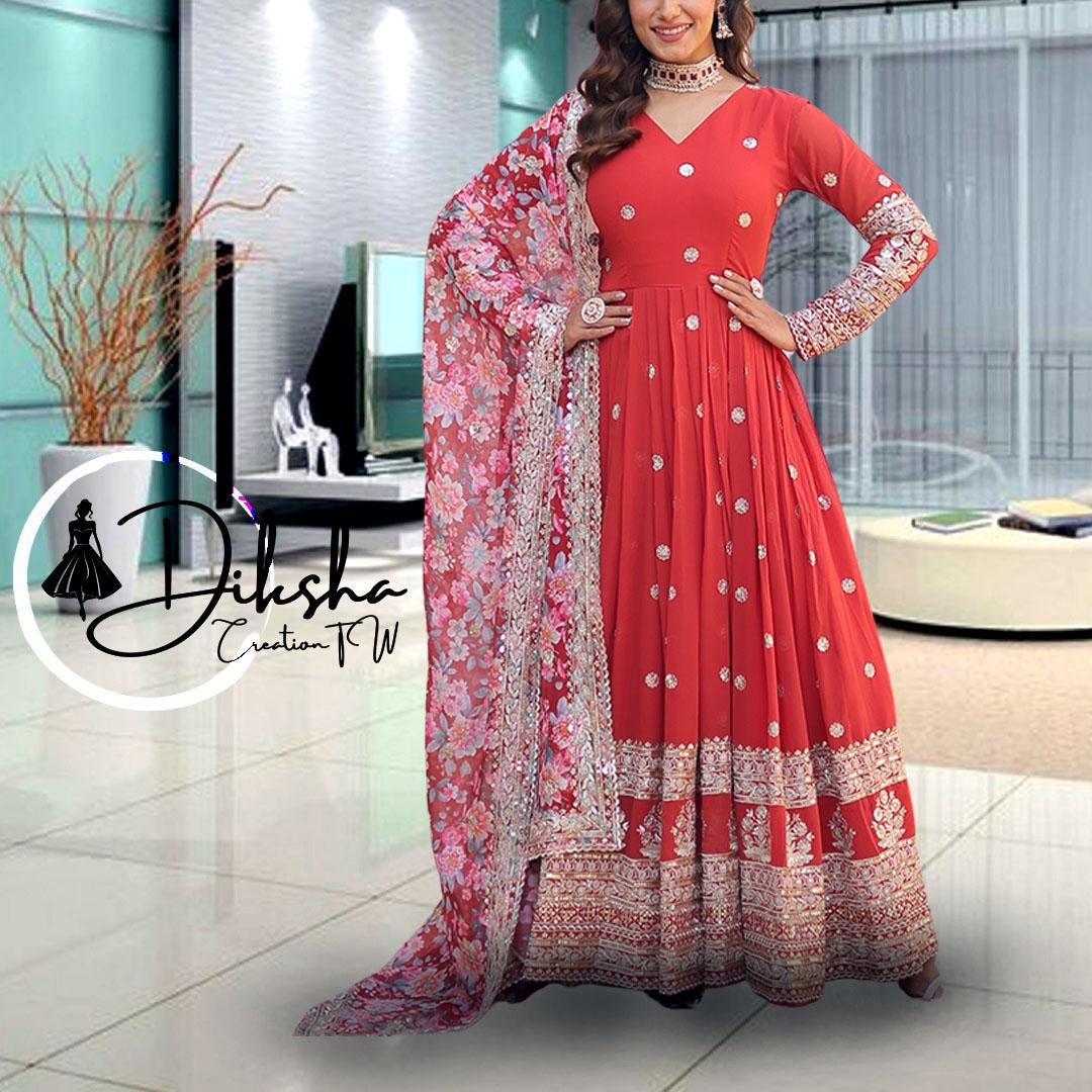 Women Anarkali Kurti Long Dress Indian Ethnic Salwar Kameez Readymade ...