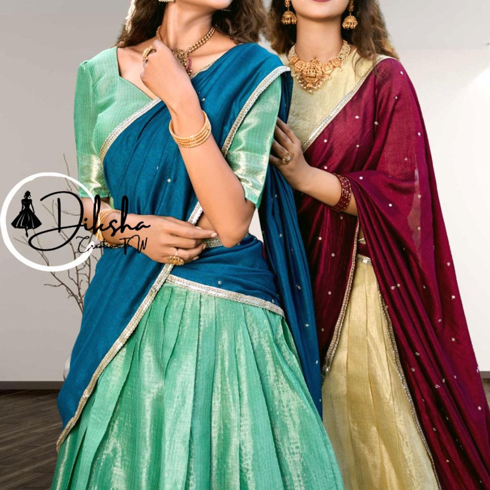 Half Saree Narayan Pet Langa Voni Lehanga Party Wear Saree Lehenga ...