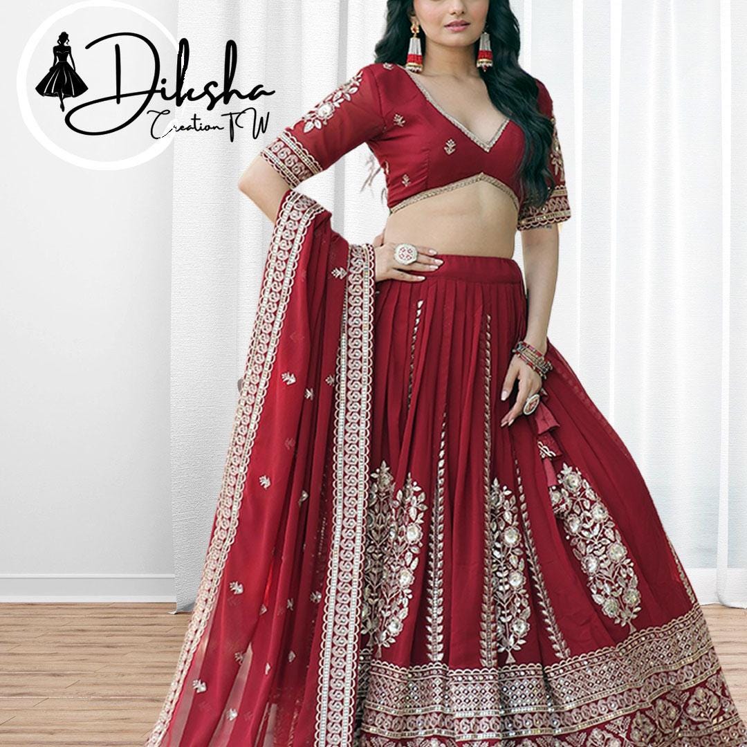 Maroon Color Sequence Embroidery Work Designer Lehenga Choli for Any ...