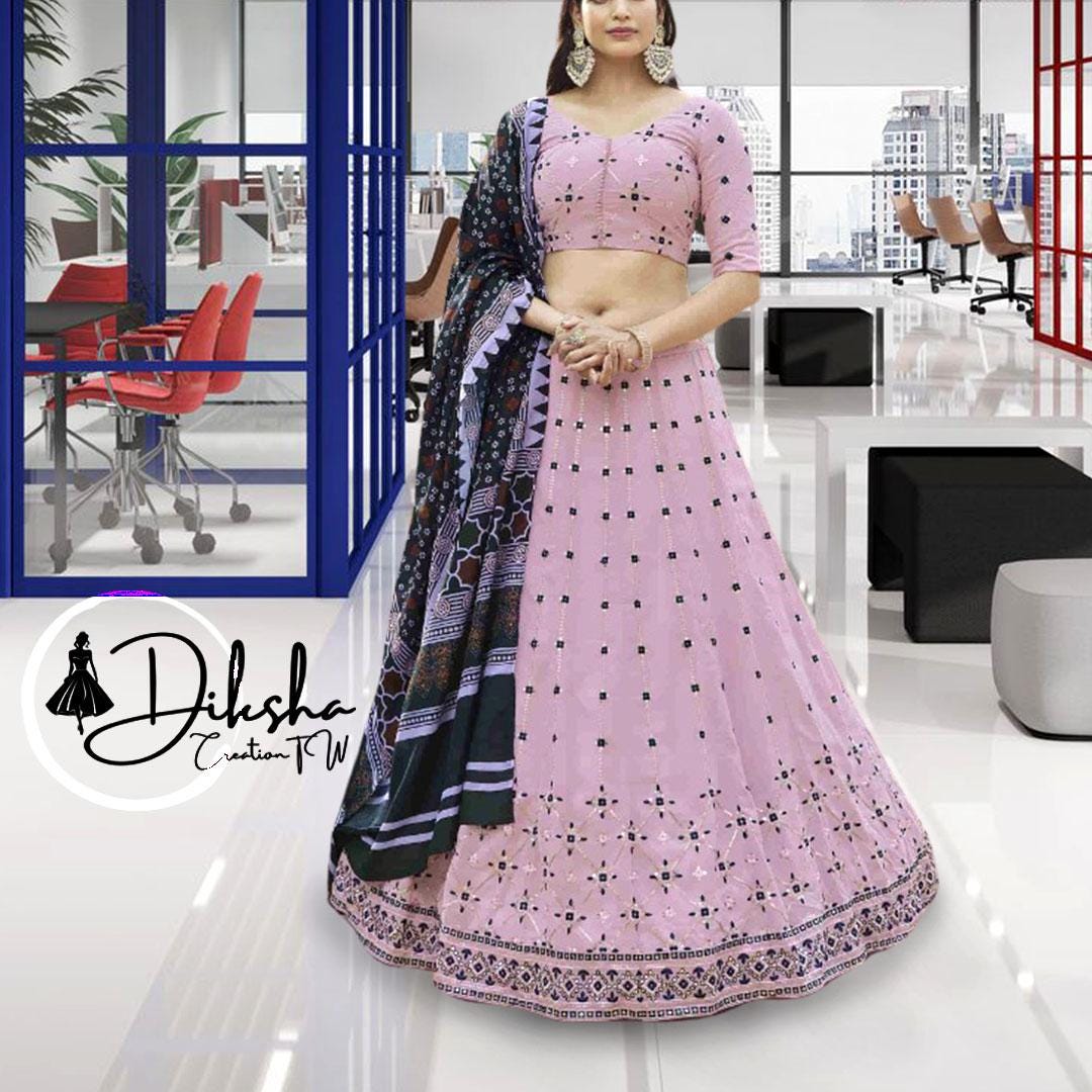 Georgette Dusty Pink Lehenga Choli for Women Wedding Party Wear ...