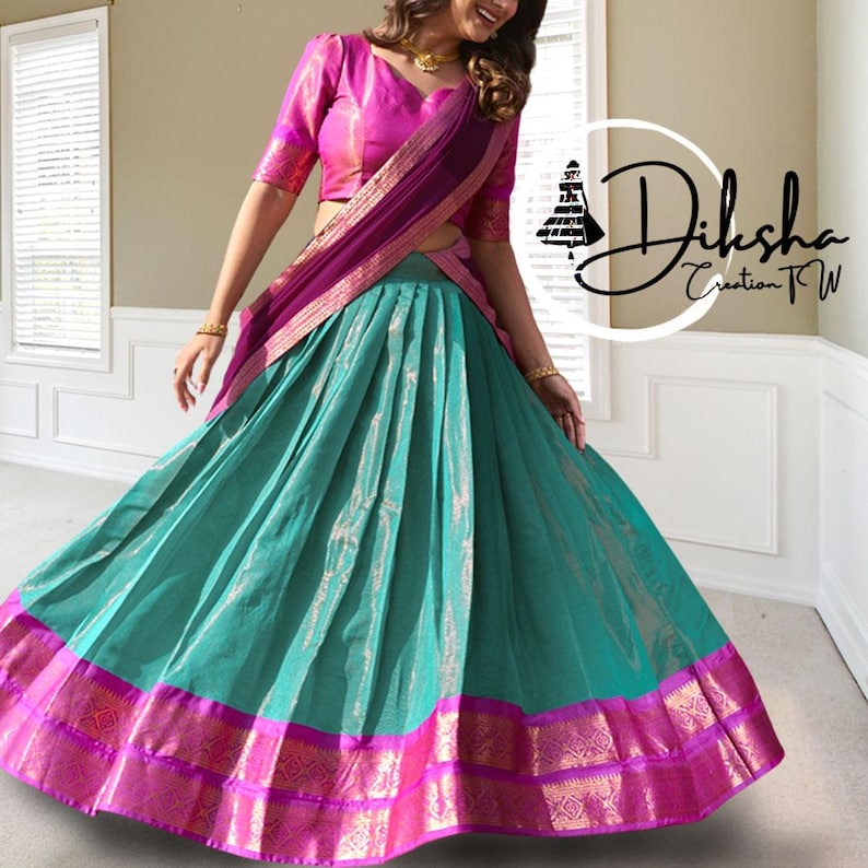 Blue Wedding Lehenga Choli Langa Voni With Dupatta Teen Lehenga ...