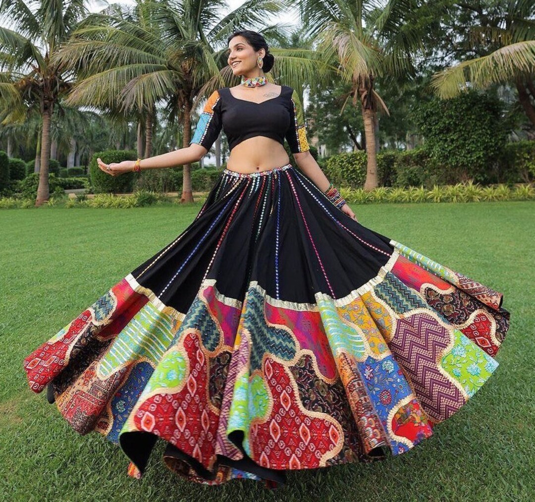 Black Navratri Garba Collection With Black Blouse Lehenga - Etsy
