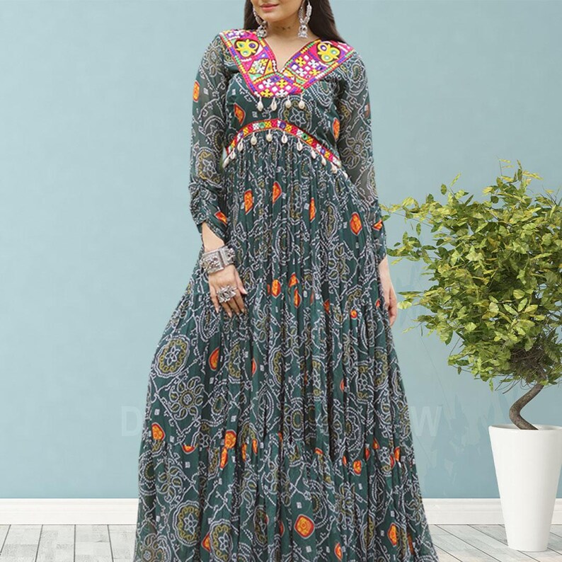 Navratri Gown for Women Bandhani Gown Garba Outfit for Navratri Dress ...