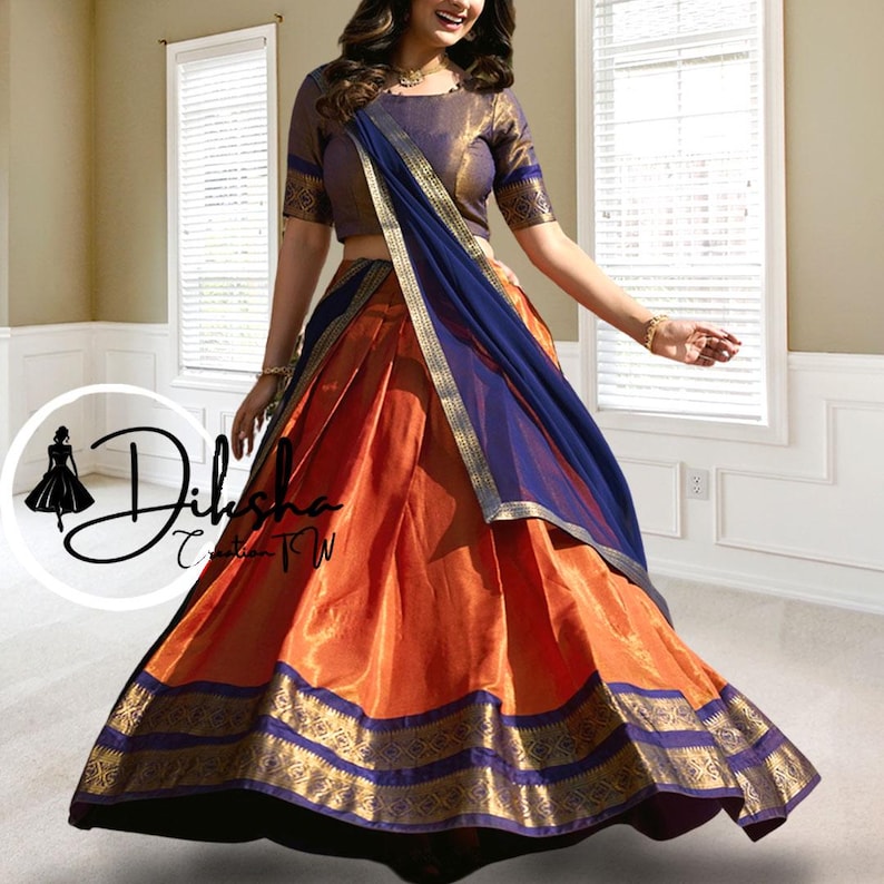 Blue Wedding Lehenga Choli Langa Voni With Dupatta Teen Lehenga ...
