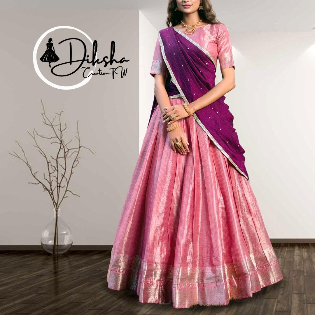 Half Saree Narayan Pet Langa Voni Lehanga Party Wear Saree Lehenga ...