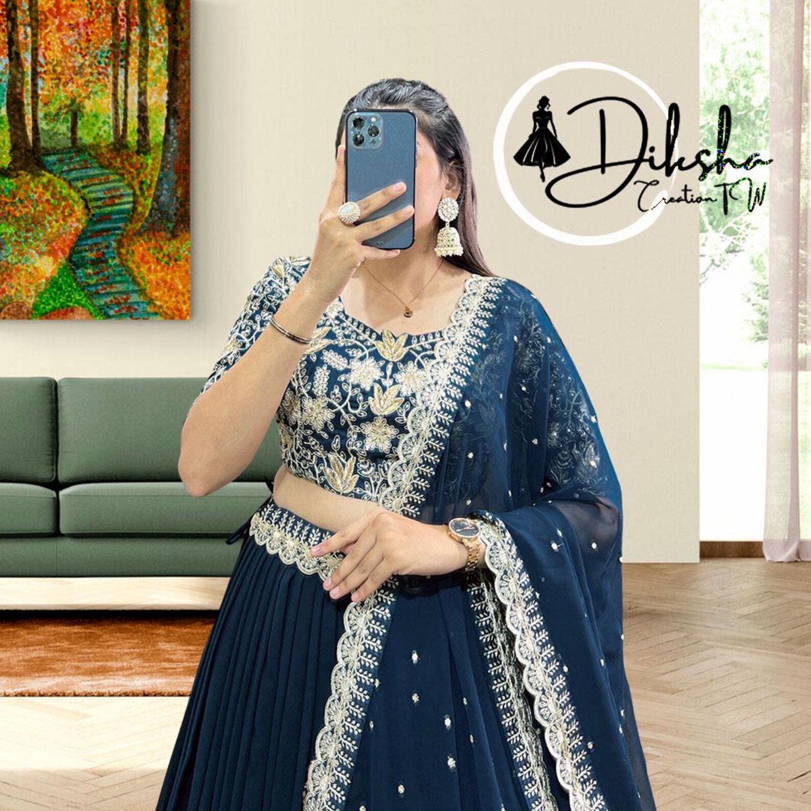 Blue Color Sequence Embroidery Work Designer Lehenga Choli for Any ...