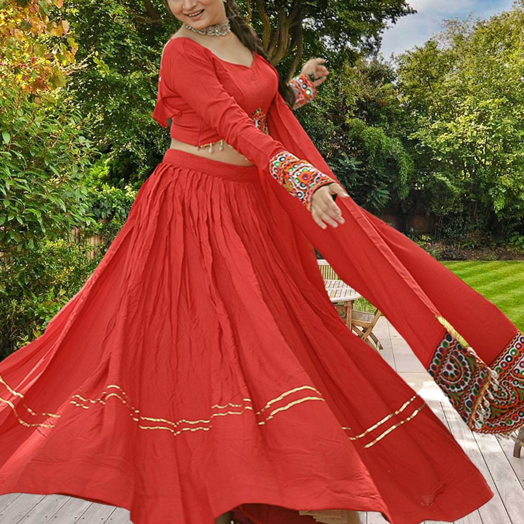 Red Navratri Chaniya Choli Indian Traditional Outfit Garba Lehenga ...