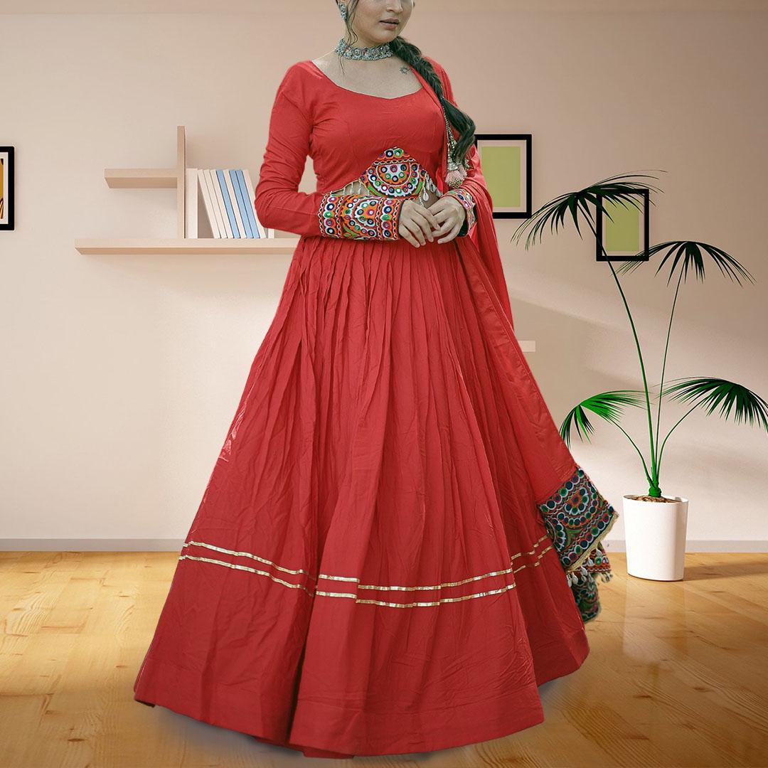 Red Navratri Chaniya Choli Indian Traditional Outfit Garba Lehenga ...