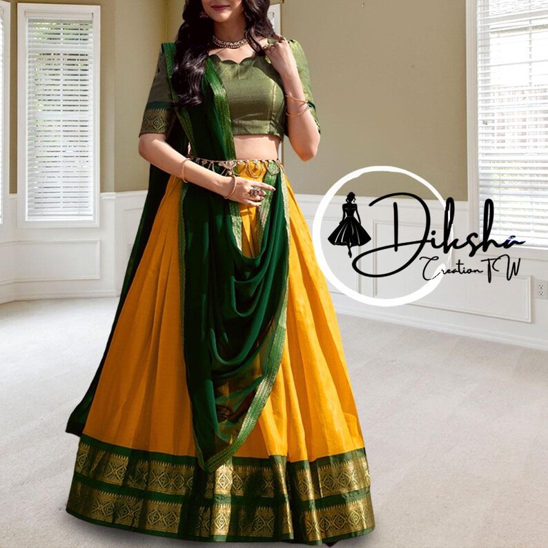 Blue Wedding Lehenga Choli Langa Voni With Dupatta Teen Lehenga ...