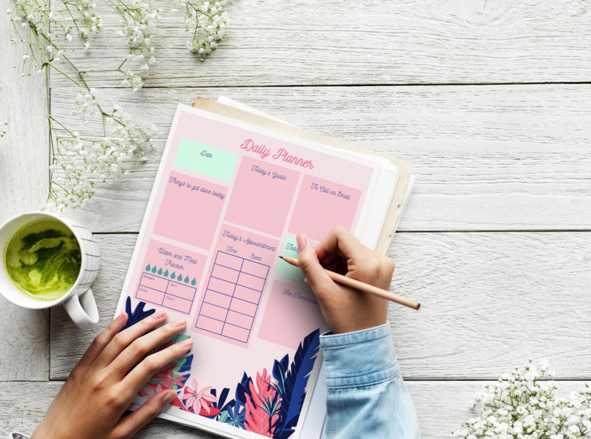 Floral Daily Planner (printable) - Etsy