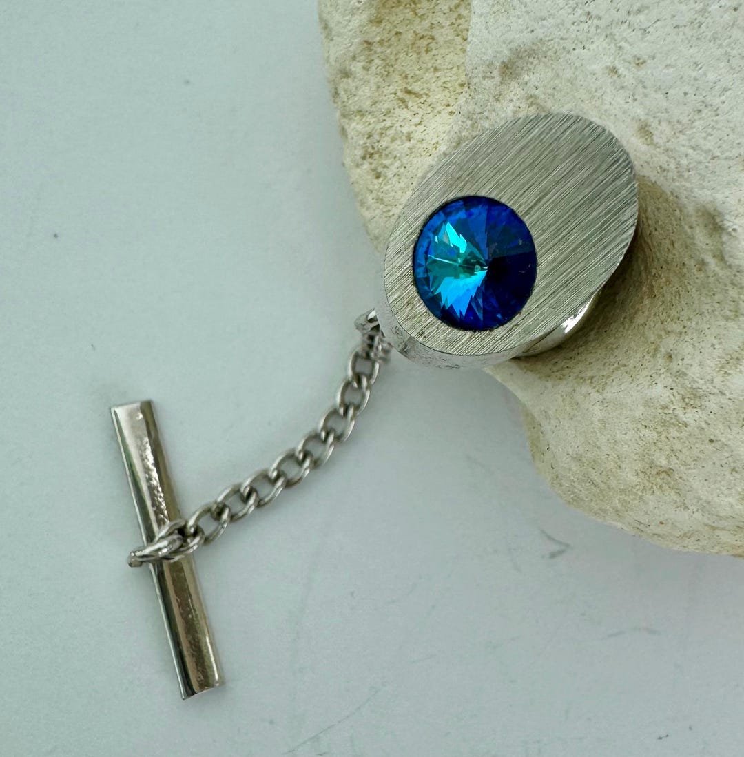 Tie Pin L Sterling Silver With Blue Stone L Sarah Coventry Brand L ...